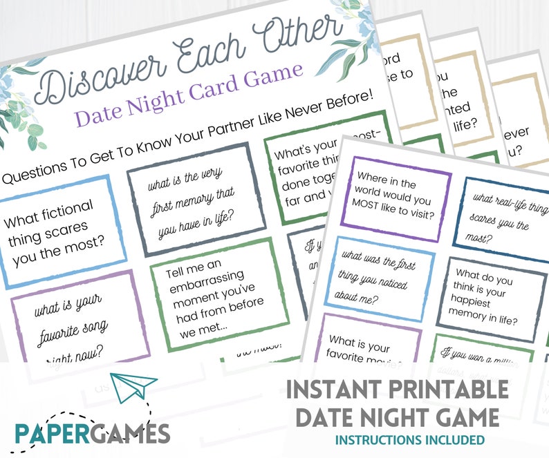 Fun Bonding Cards DATE NIGHT GAME Instant Download Couples - Etsy