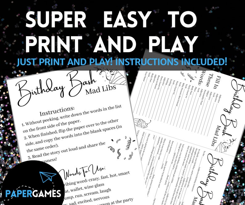 Hilarious Mad Libs Birthday Game Printable Party Game Adult - Etsy