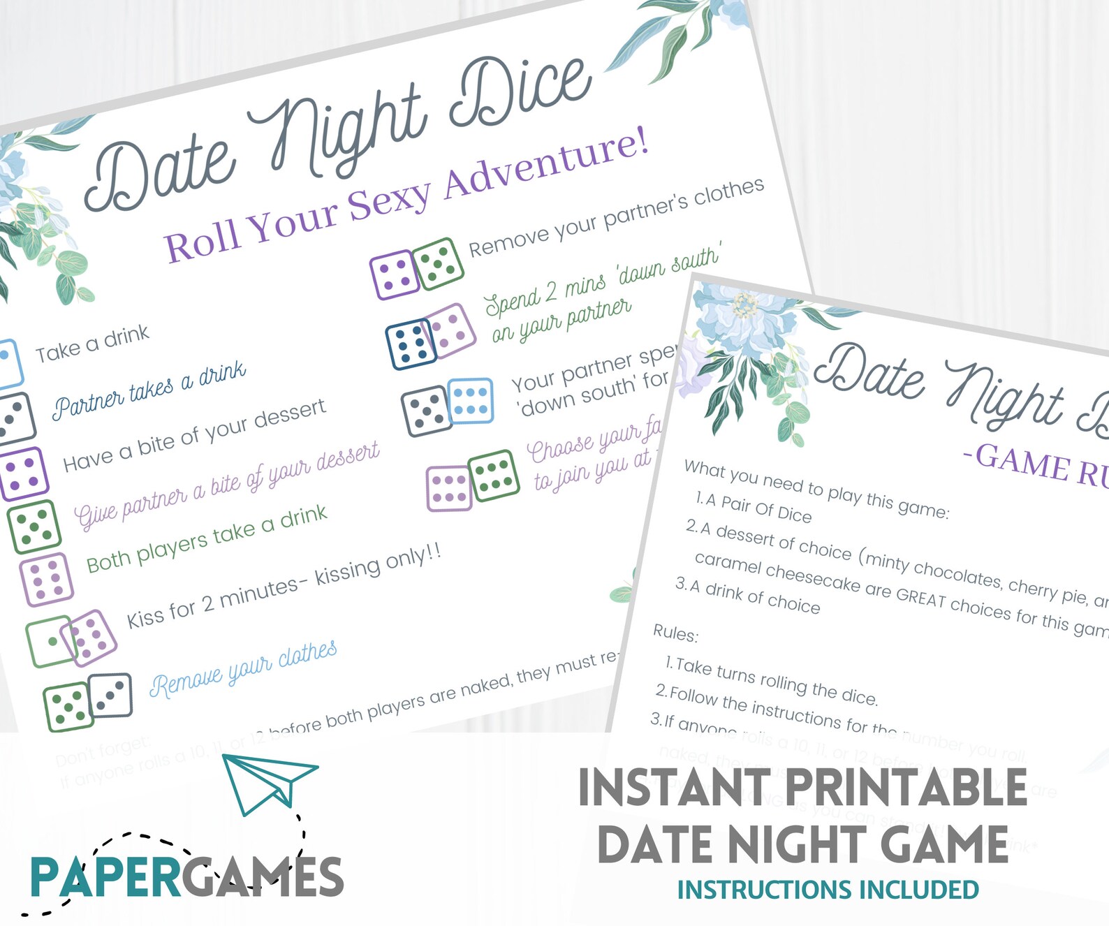 Sexy Dice DATE NIGHT GAME Instant Download | Couples Date Night Game ...