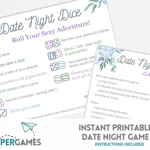 Sexy Dice DATE NIGHT GAME Instant Download | Couples Date Night Game ...