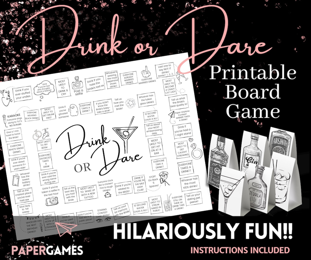 Drink or Dare Bachelorette Party Game: Minimalist Hen Party (digital ...
