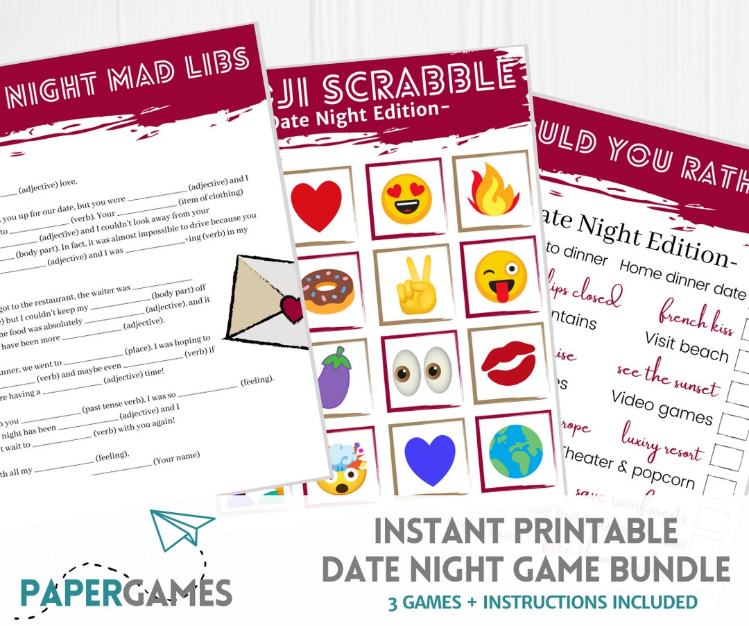3 Fun And Sexy Date Night Games Bundle Instant Download Couples Date Night Game Honeymoon