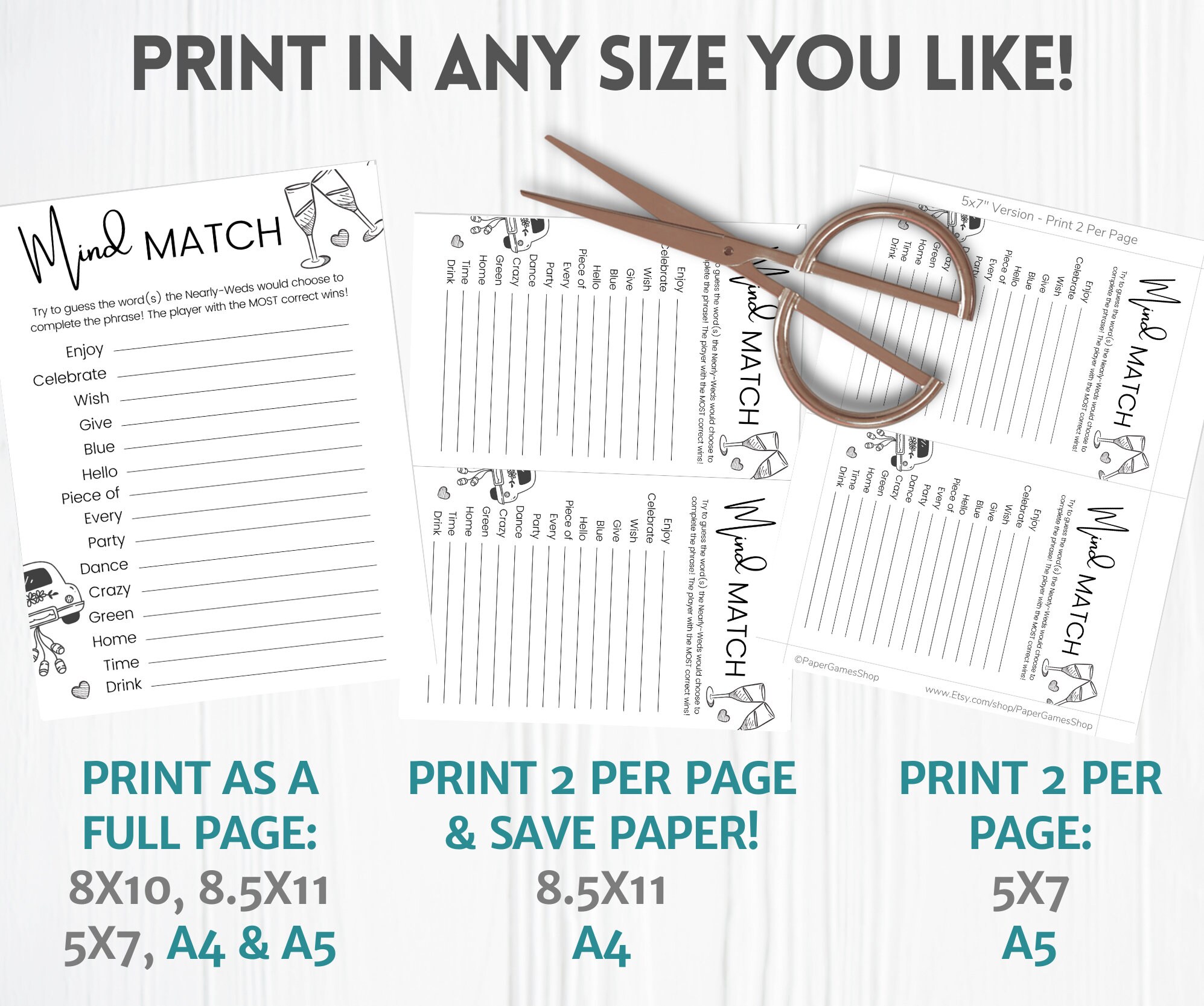 Mind Match Bach Party Game Printable Couples Shower Game Hen Party Game ...