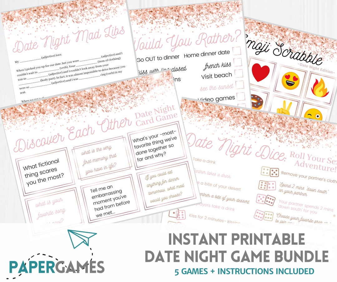5 Fun & Sexy DATE NIGHT GAMES Bundle Instant Download | Couples Date ...