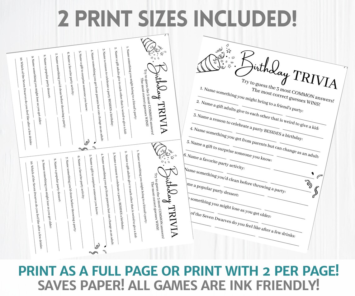 12 Epic Birthday Games Bundle Printable Party Games Adult - Etsy