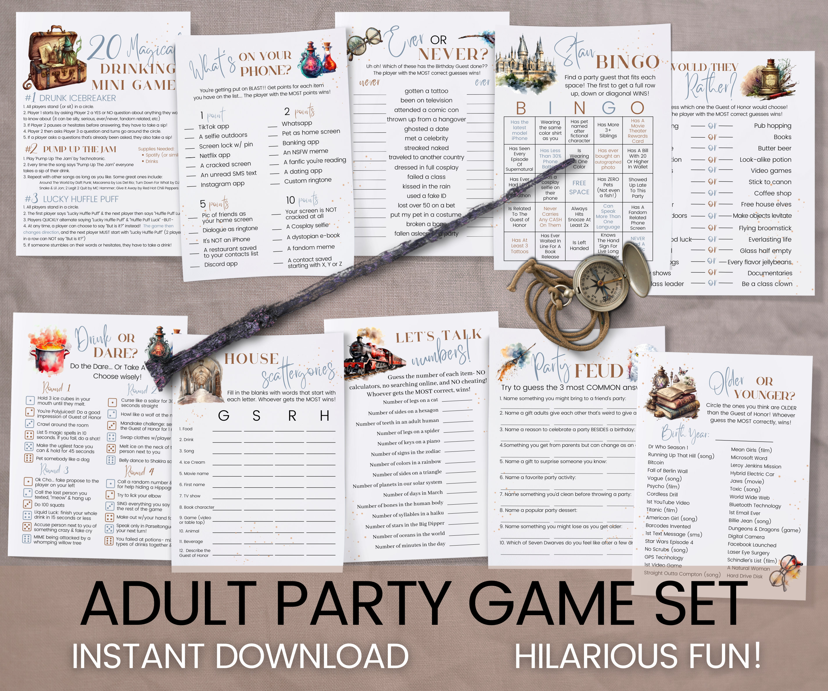 Wizard Party Games Bundle: Adult Drinking Games (PDF Download) - Etsy