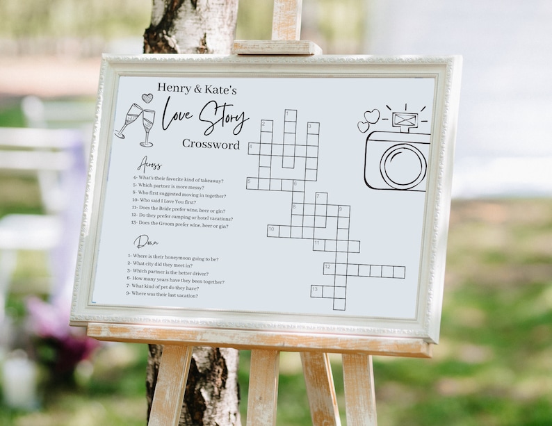 DIY Custom Wedding Crossword Puzzle | Personalized Bridal Shower ...