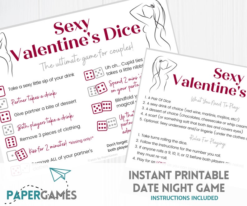 Date Night Sexy Dice Game Instant Download Couples Game Etsy