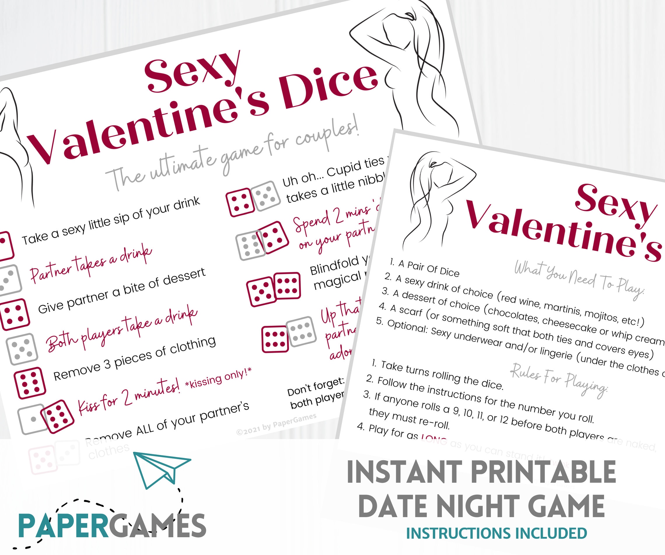 Fun & Sexy Dice DATE NIGHT GAME Instant Download Couples Date Night ...