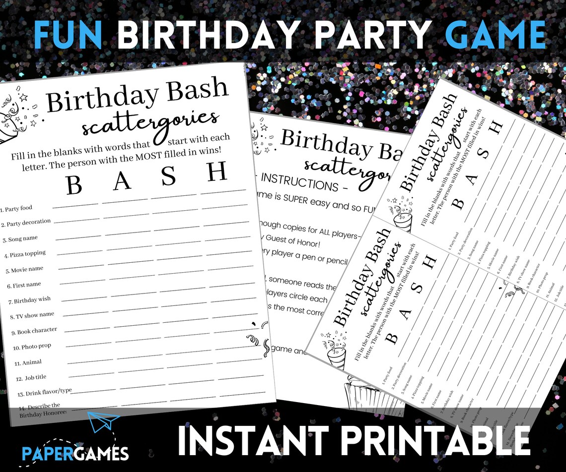 Funny Adult Birthday Game Printable Party Games, Adult Games, Birthday ...