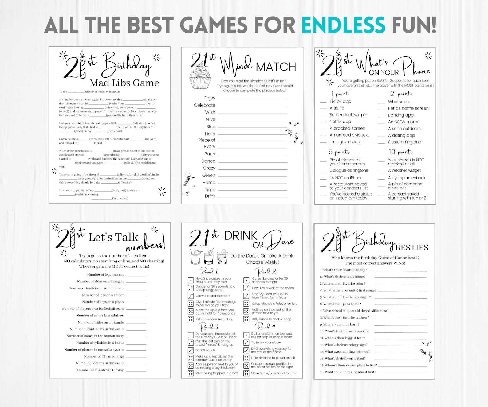21st Birthday Games Bundle: Hilarious Adult Party Games (printable PDF ...