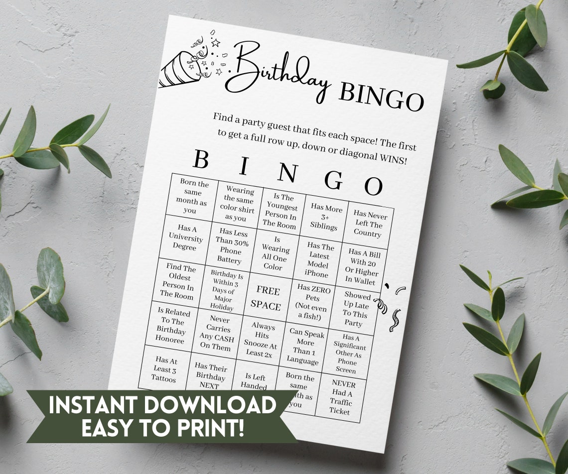 Hilarious BINGO Birthday Game | Printable Party Games, Adult Games ...