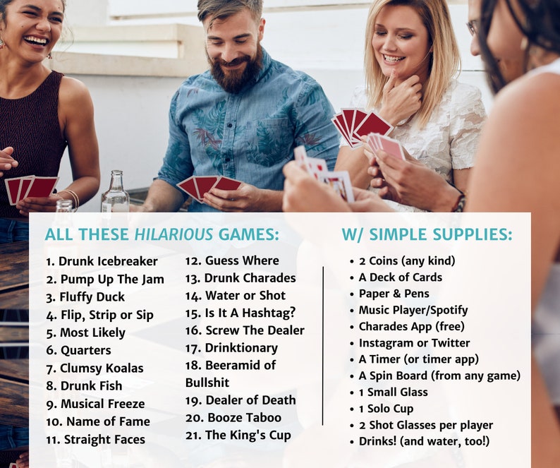 21 Hilarious Drinking Games | Printable Party Games, 21st Birthday Party Games for Adults, Bach ...