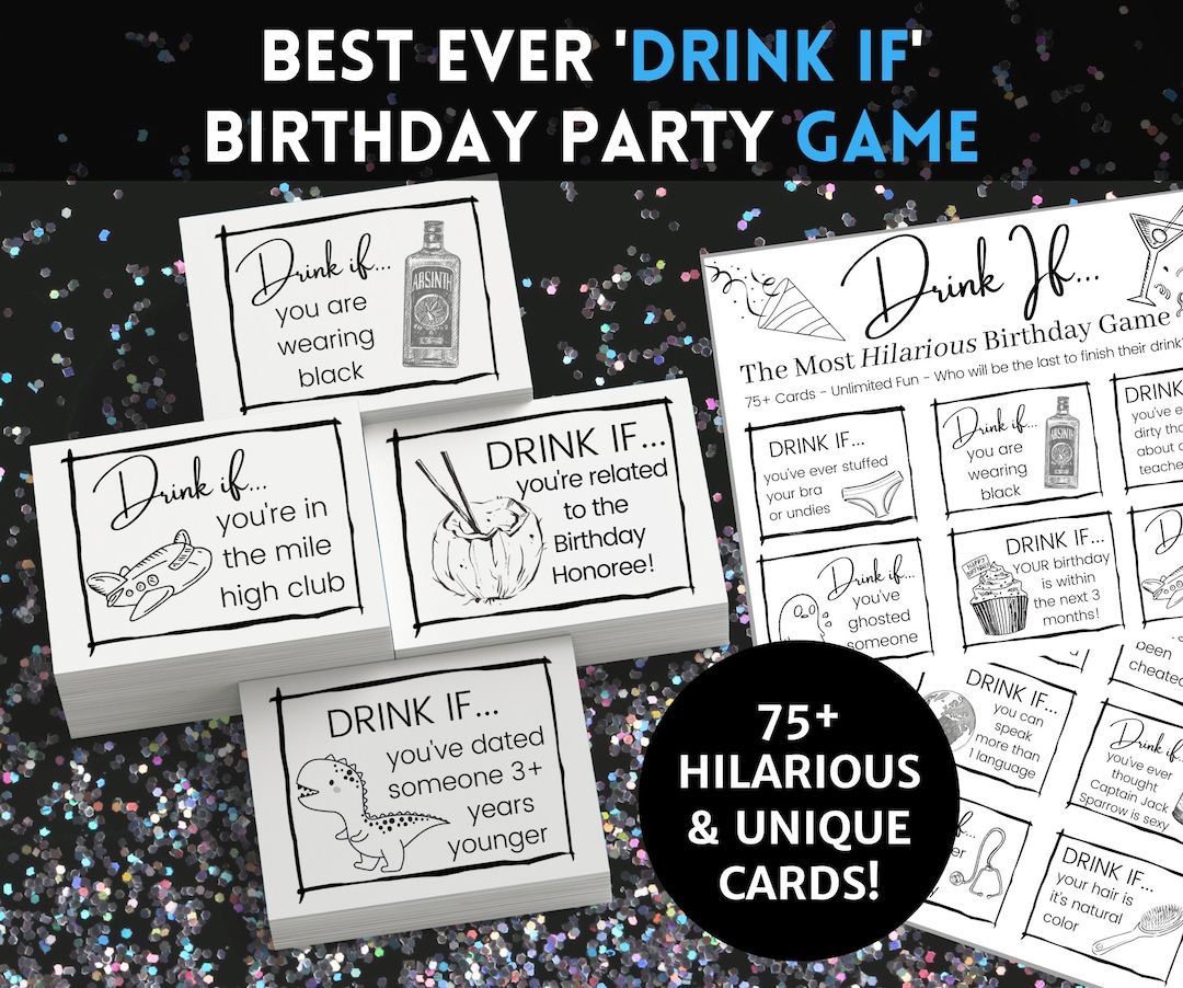 Drink If Card Game | Printable Birthday Party Game, Drinking Party Game ...