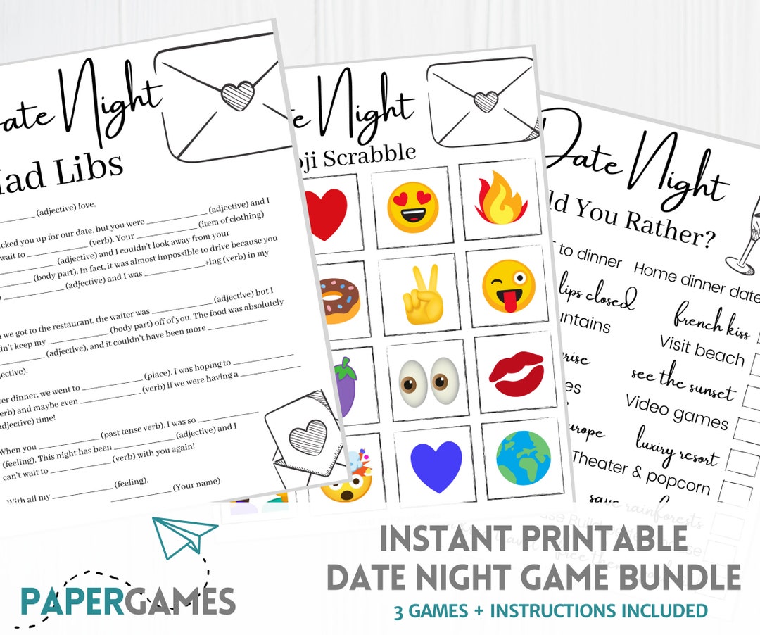 Fun & Sexy DATE NIGHT GAMES Bundle Instant Download | Couples Date ...