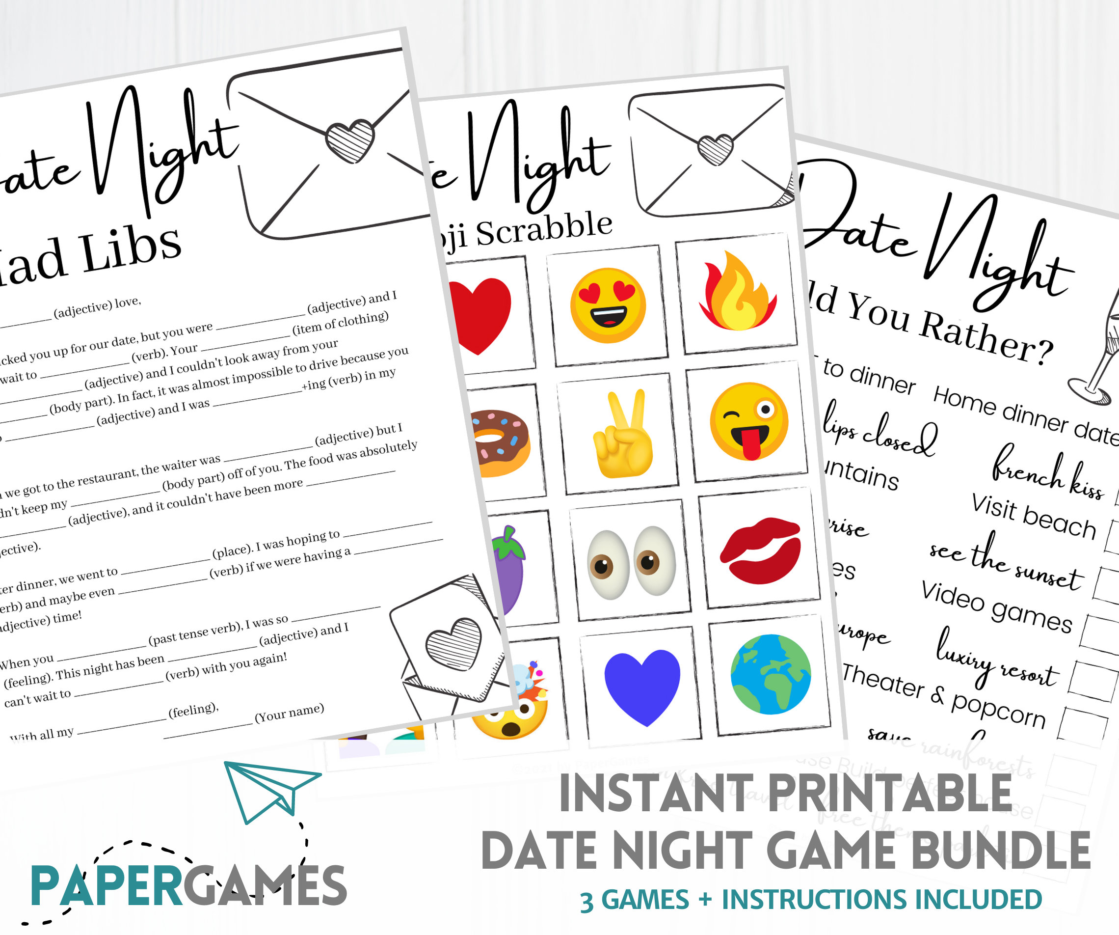 Fun & Sexy DATE NIGHT GAMES Bundle Instant Download | Couples Date ...