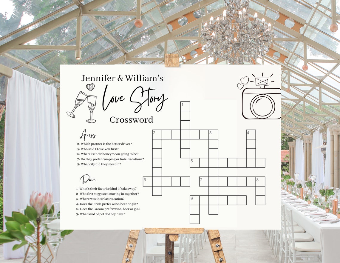 Custom Couples Crossword Puzzle | Personalized Crossword Game ...