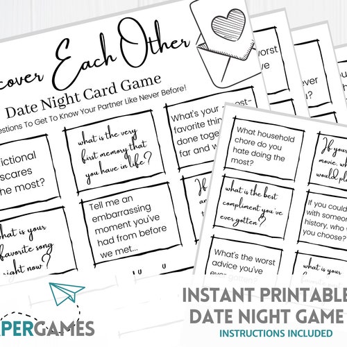 Date Night Game. Instant Download Printable. Date Night Idea - Etsy