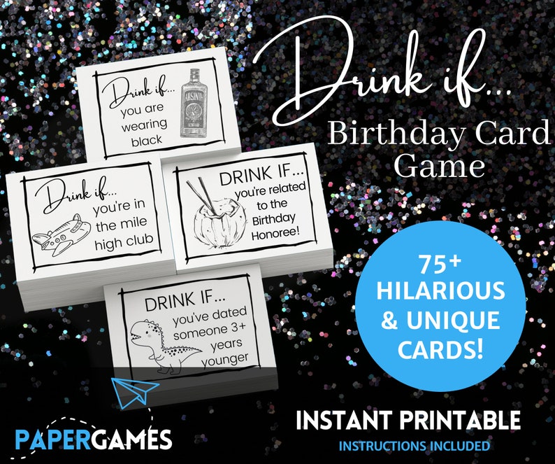 Drink If Birthday Card Game Printable Party Game Drinking - Etsy