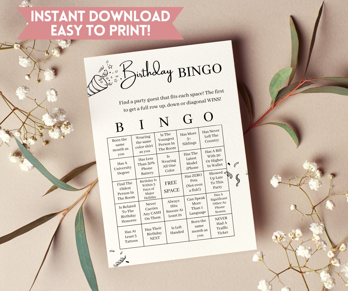 Hilarious BINGO Birthday Game | Printable Party Games, Adult Games ...