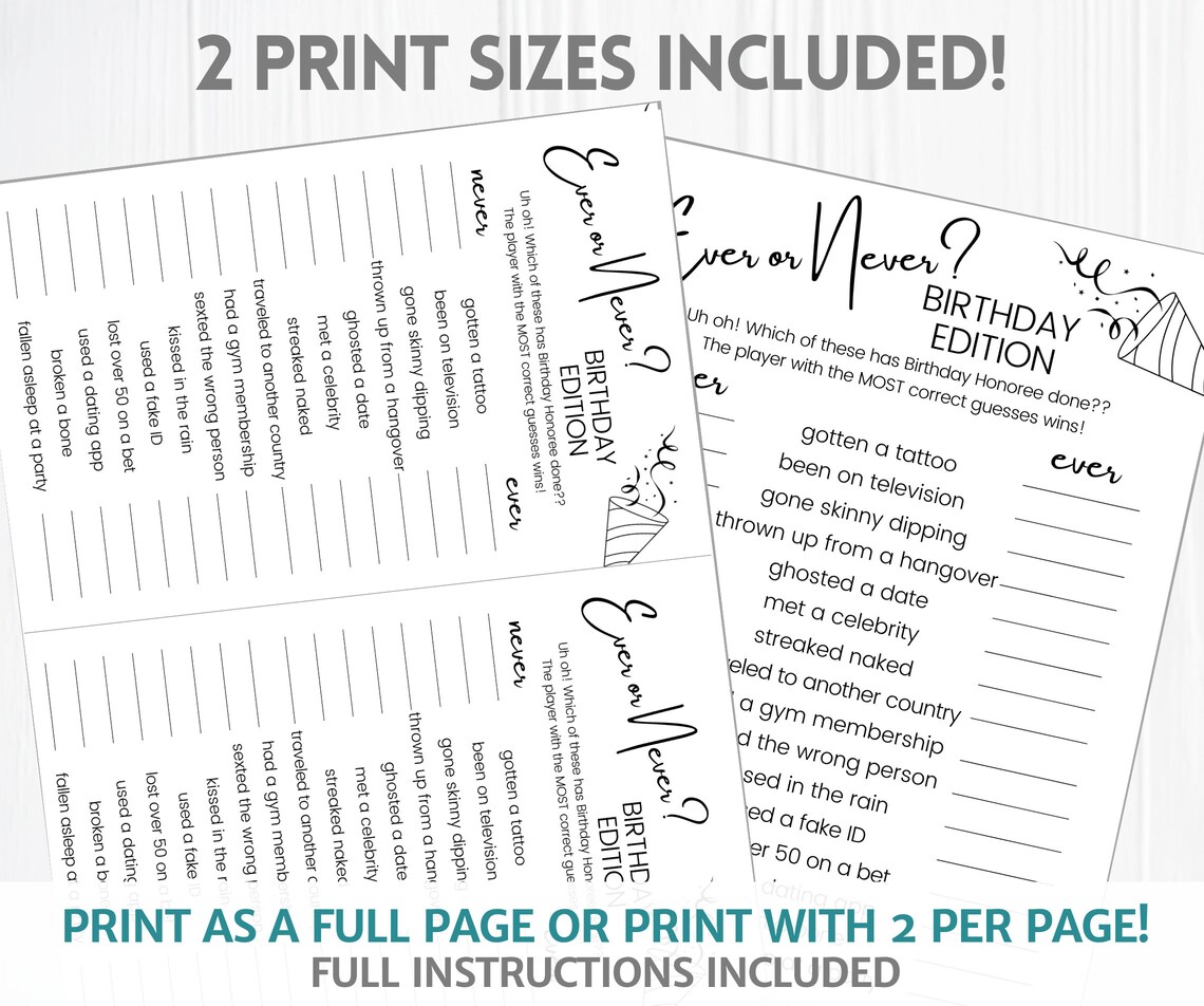 Hilarious Adult Birthday Game Printable Party Games Adult - Etsy