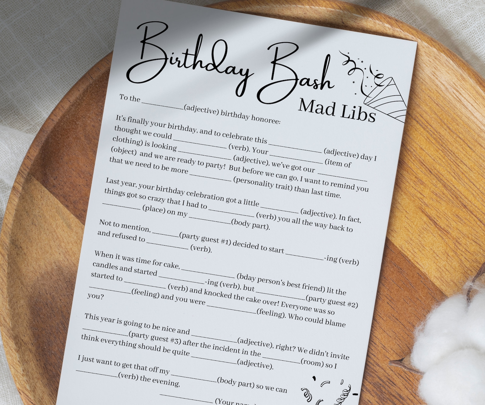 Funny Mad Libs Birthday Game Printable Party Game Adult - Etsy