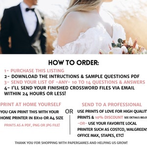 Custom Couples Crossword Puzzle | Personalized Crossword Game ...