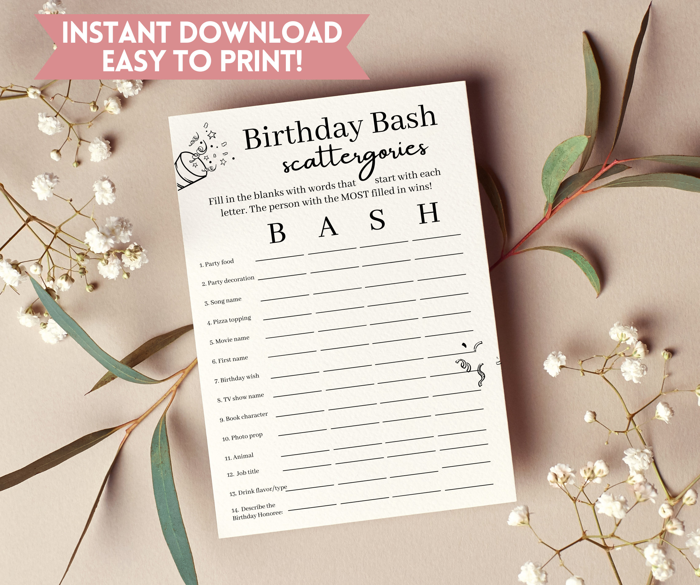 Funny Adult Birthday Game | Printable Party Games, Adult Games ...