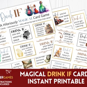 WIZARD Party Game Drink If Game | Printable Drunk Party Game, Wizard ...