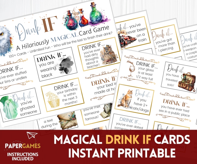 WIZARD Bachelorette Party Game Drink If Game Printable Hen Party Game ...
