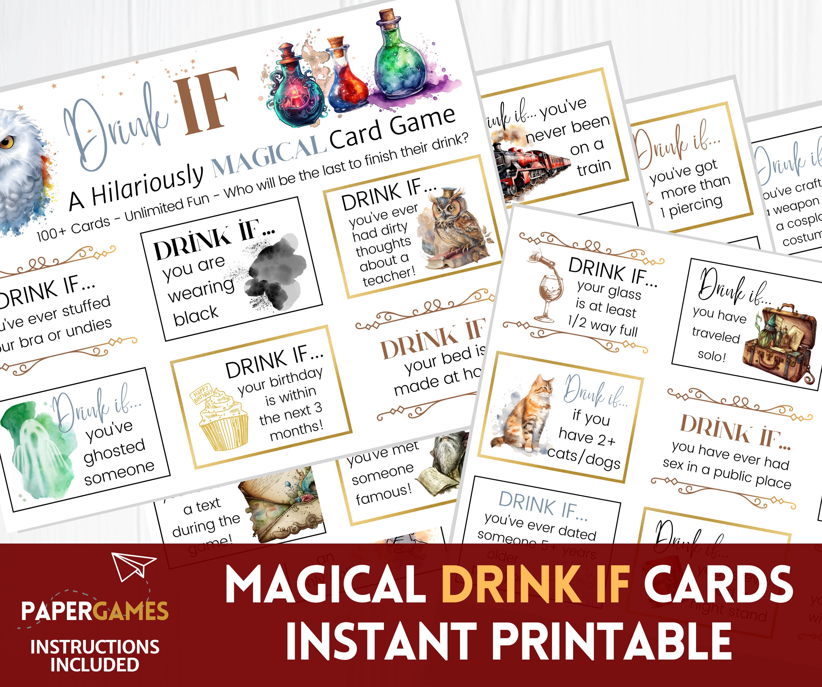 WIZARD Bachelorette Party Game Drink If Game Printable Hen Party Game ...