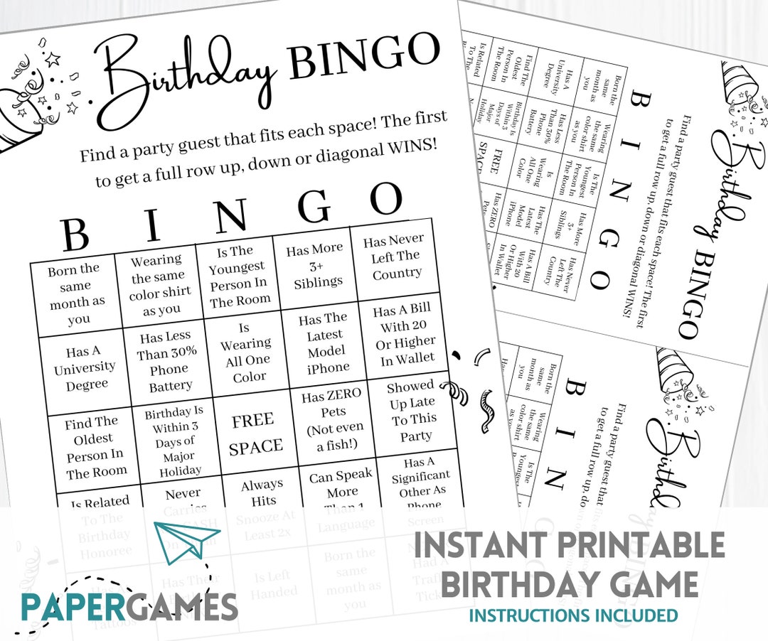Hilarious BINGO Birthday Game | Printable Party Games, Adult Games ...