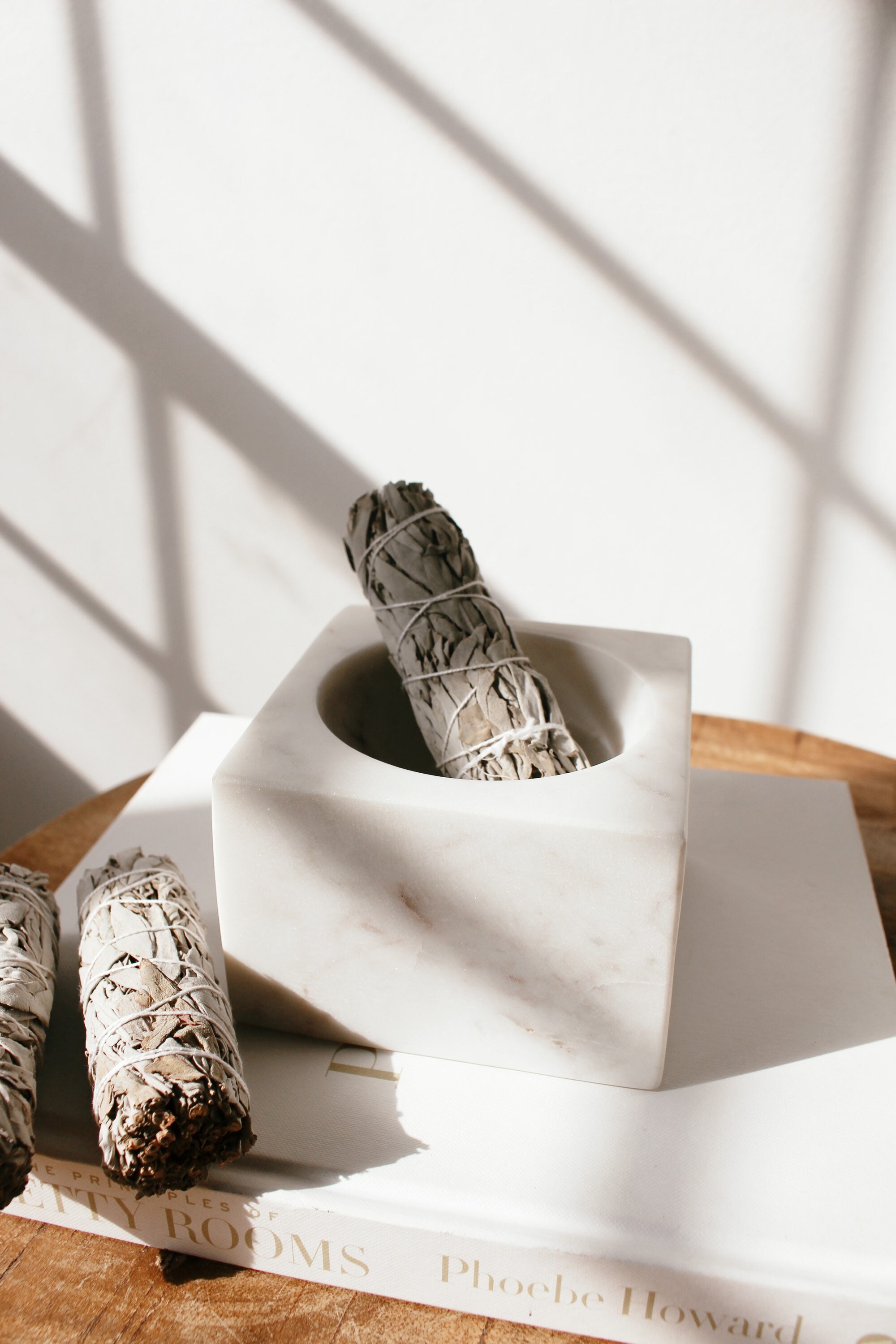 Marble Smudging Bowl With Sage Marble Bowl Sage Bowl - Etsy