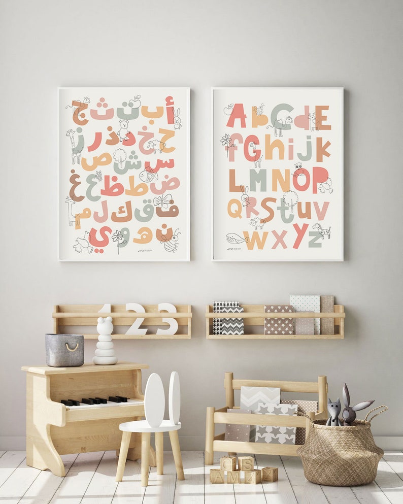 Bilingual Arabic-latin Alphabet Poster by Farasha Prints - Etsy