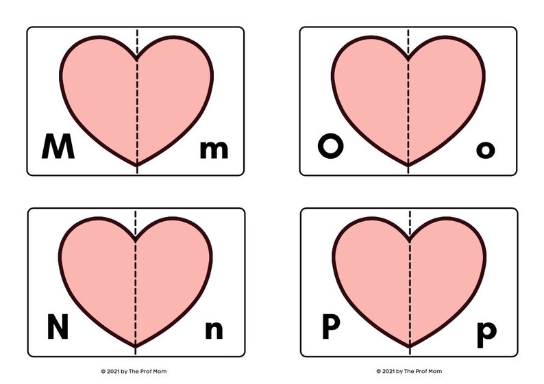 Preschool Valentine Heart Alphabet Letter Match - Uppercase and ...