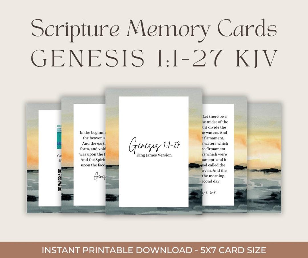 Genesis 1:1-27 KJV 5x7 Scripture Memory Cards | Digital Download - Etsy