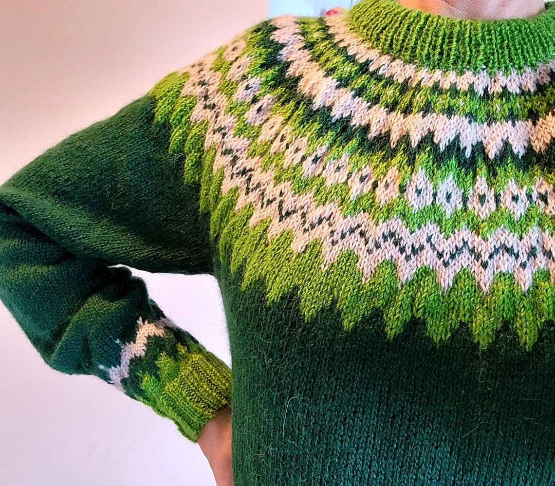 Scandinavian Pattern - Lopapeysa - Emerald Treasure - Etsy