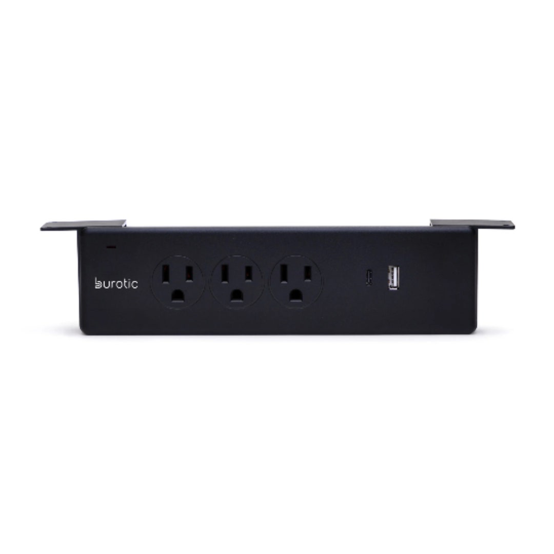 Under-desk Power Bar - 3 Power Outlets With USB-A and USB-C (black and ...