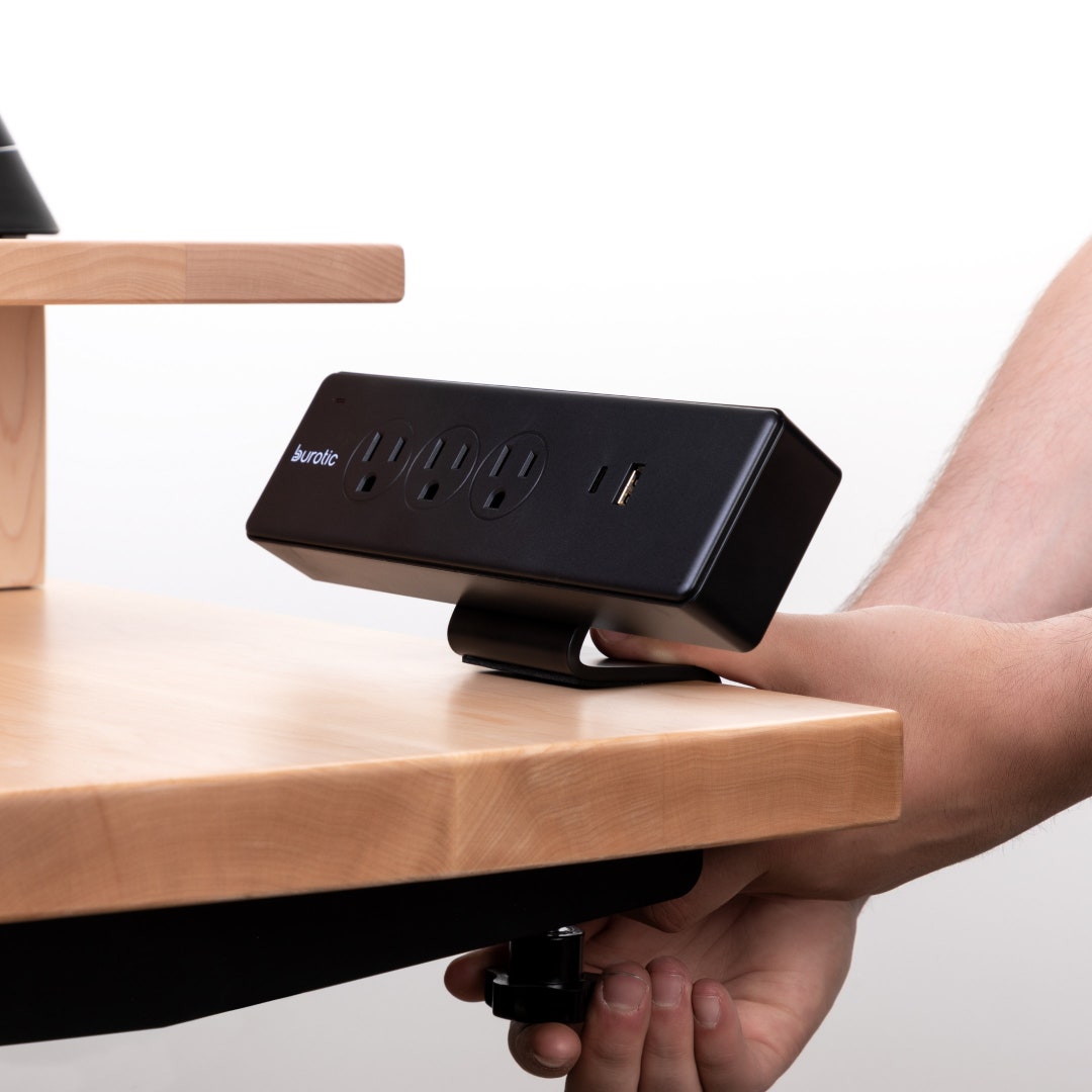 On-desk Power Bar 3 Power Outlets With USB-A and USB-C black and White ...