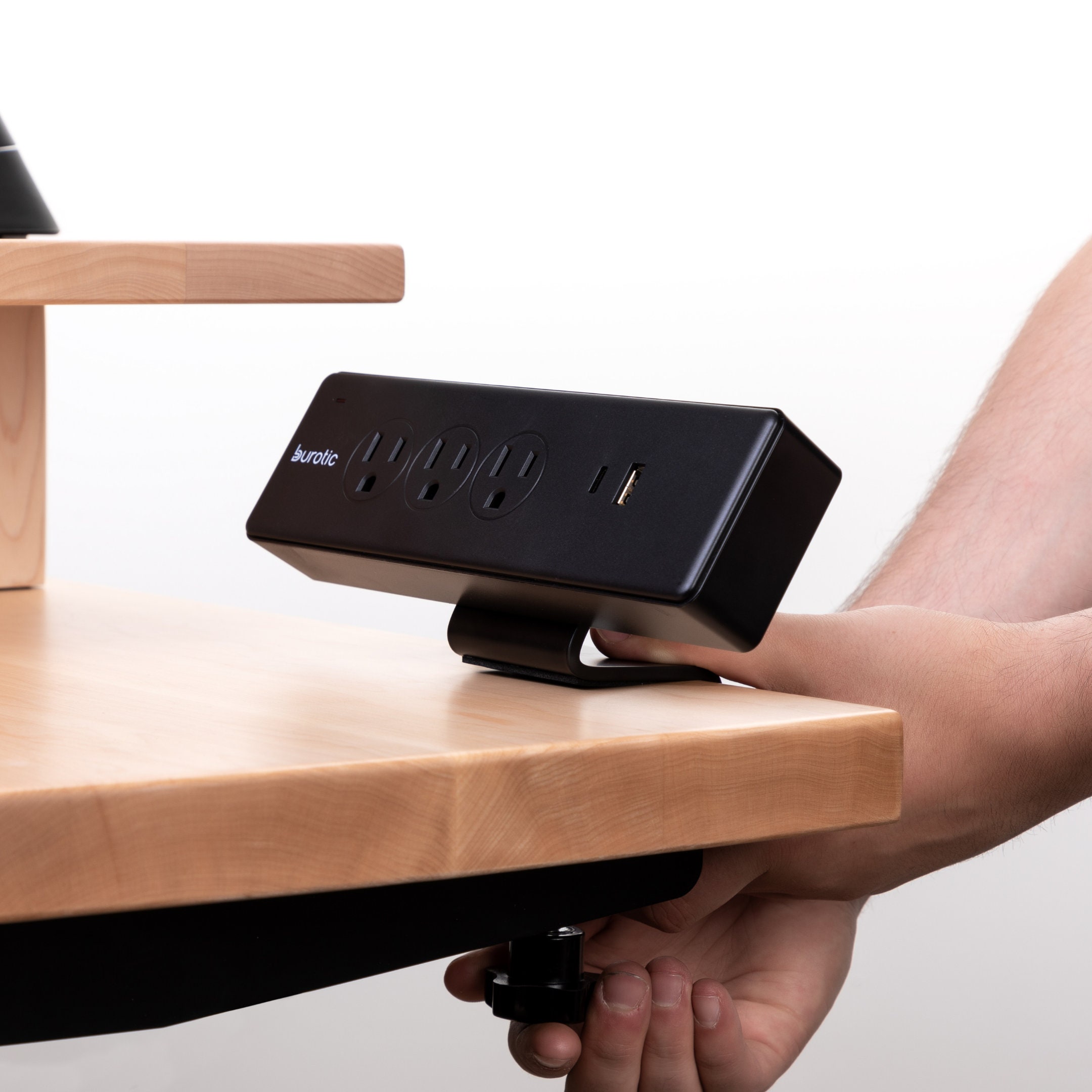 On-desk Power Bar 3 Power Outlets With USB-A and USB-C black and White ...