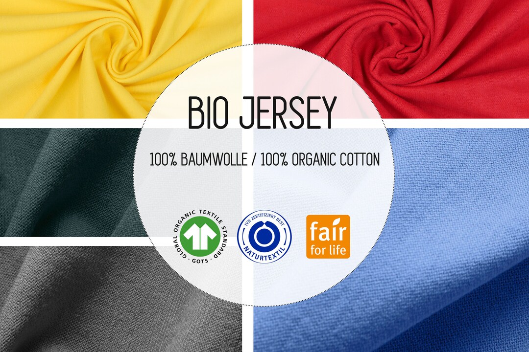 Organic Jersey 100% Cotton Plain Colors IVN Best, GOTS & Fair for Life ...