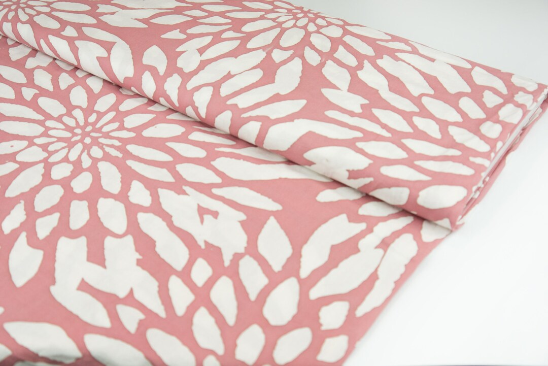 Batik Cotton Fabric - Coral Bunga - Coral Printed Fabric With Flower ...