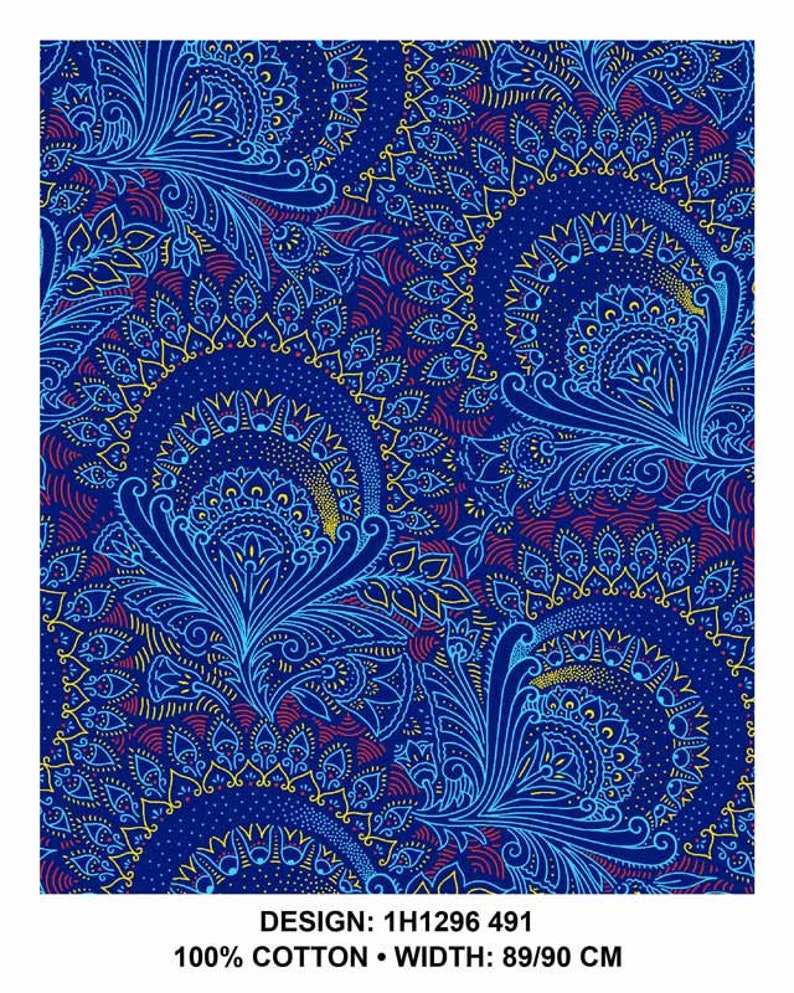 Cotton Fabric Shweshwe African Flower Blue 3 Colours Ethnic Fabric Sold ...