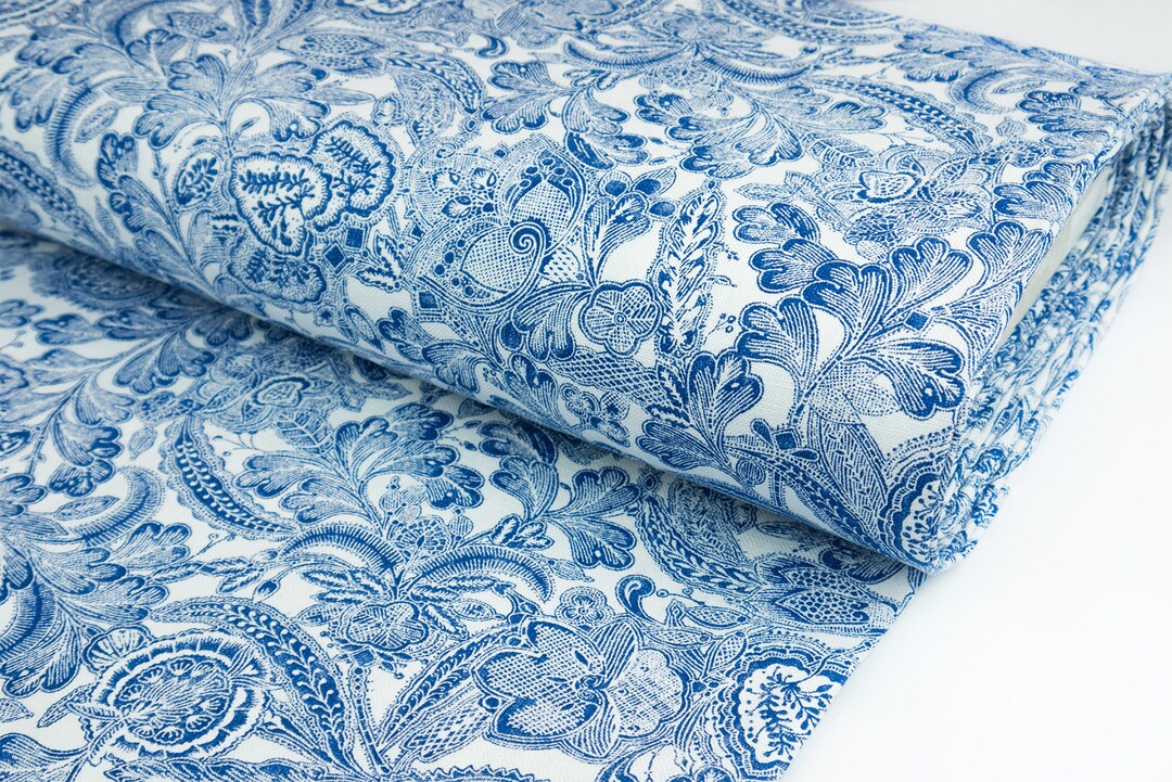 Upholstery Fabric Expressions Delft Blue Upholstery Fabric Blue White ...