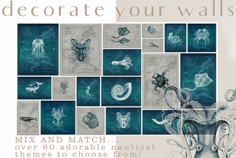 Seahorse Map Print Instant Download Seahorse Wall Art - Etsy