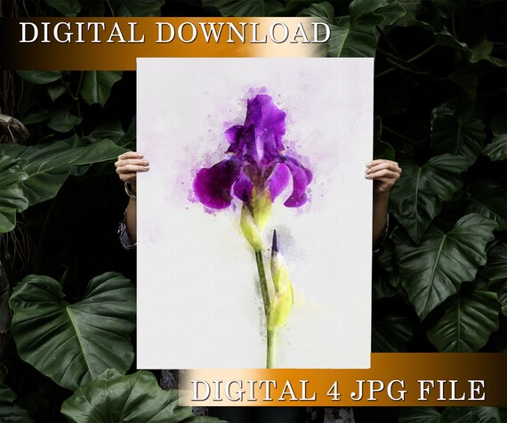 Iris Print Instant Download Iris Wall Art Watercolor Art | Etsy
