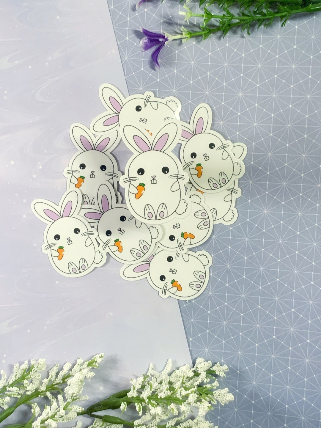 Chonky Bunny Rabbit Glossy Die Cut Sticker Waterproof - Etsy UK