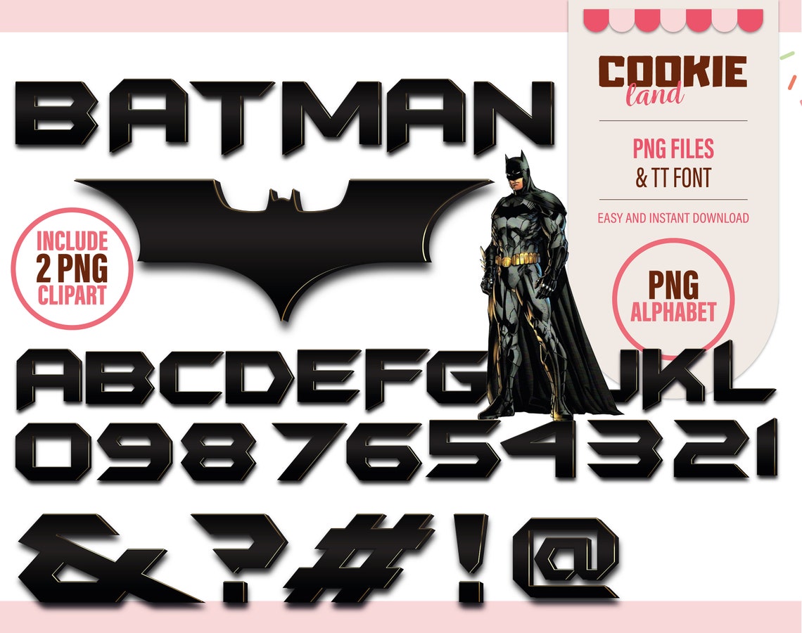 PNG Batman Alphabet Batman Clipart Fonts Batman Birthday | Etsy