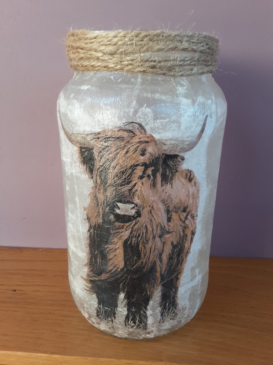 Highland Cow Glass Storage Jar/vase Handmade Upcycled - Etsy