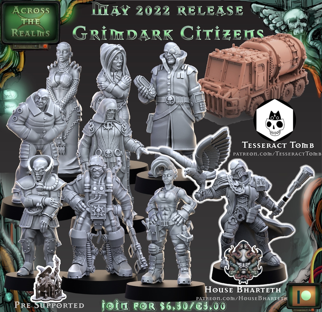 Grimdark Citizens May 2022 Across the Realms 32mm 3d Miniature Tabletop ...